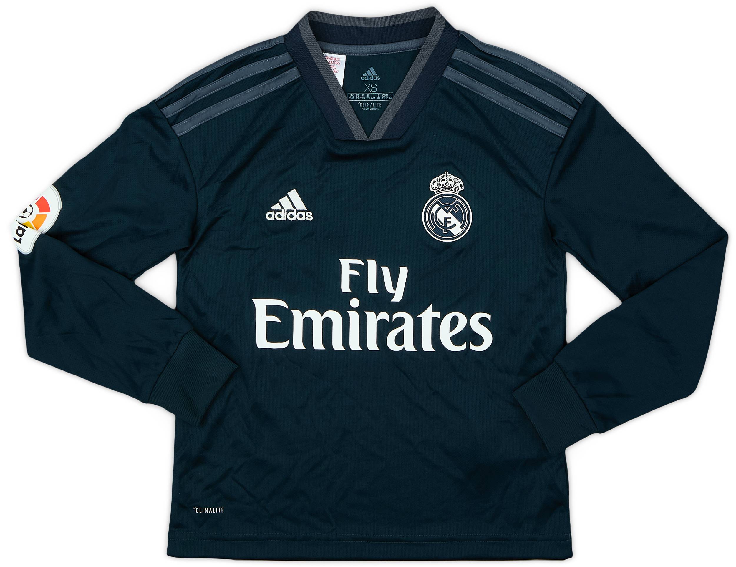 2018-19 Real Madrid Away L/S Shirt - 9/10 - (S.Boys)