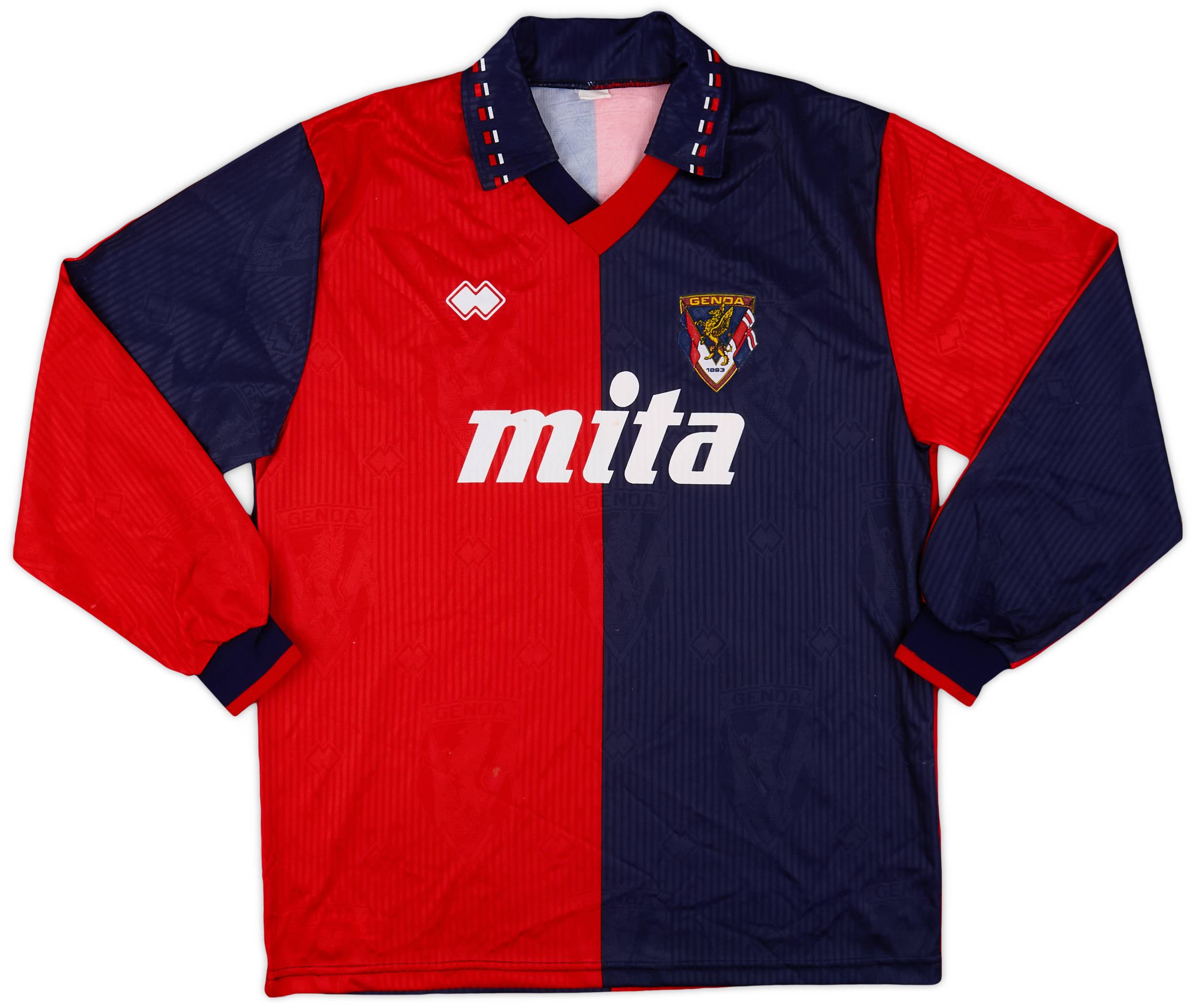 1991-92 Genoa Match Worn Home L/S Shirt #4 (Ferroni)