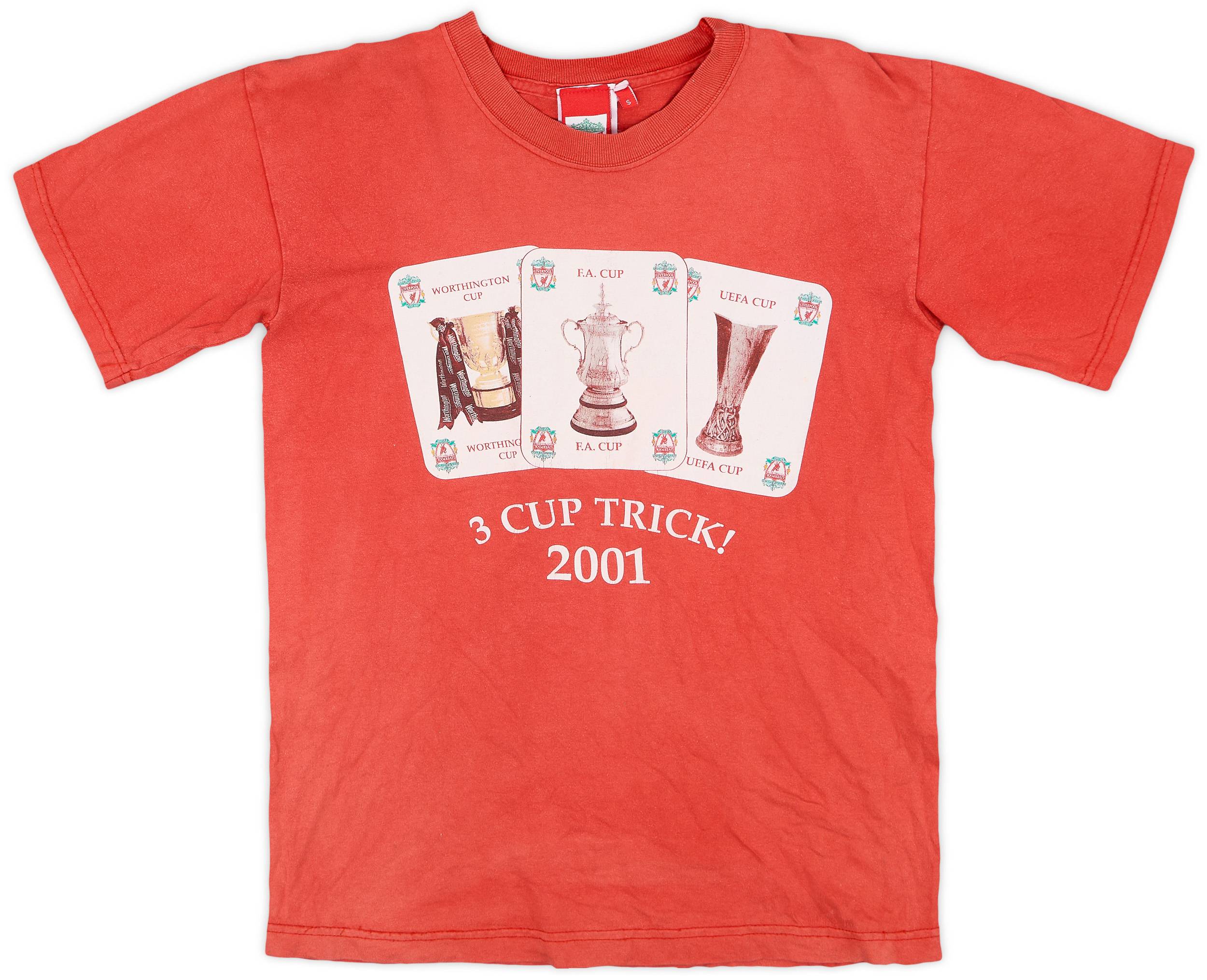 2001-02 Liverpool 2001 Treble Cup Winners Graphic Tee - 3/10 - (S)