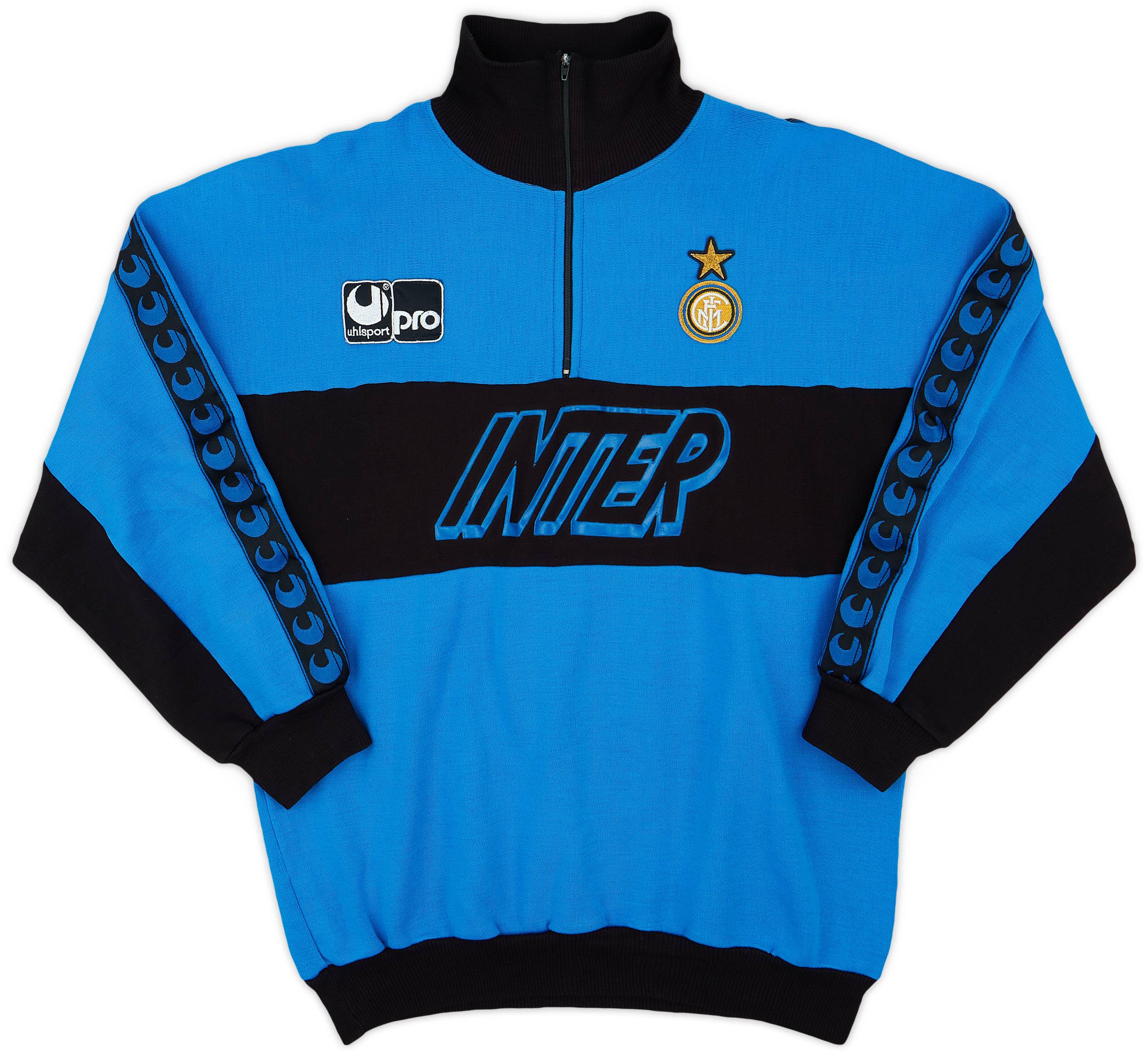1990-91 Inter Milan Uhlsport 1/4 Zip Sweat Top - 9/10 - (M)