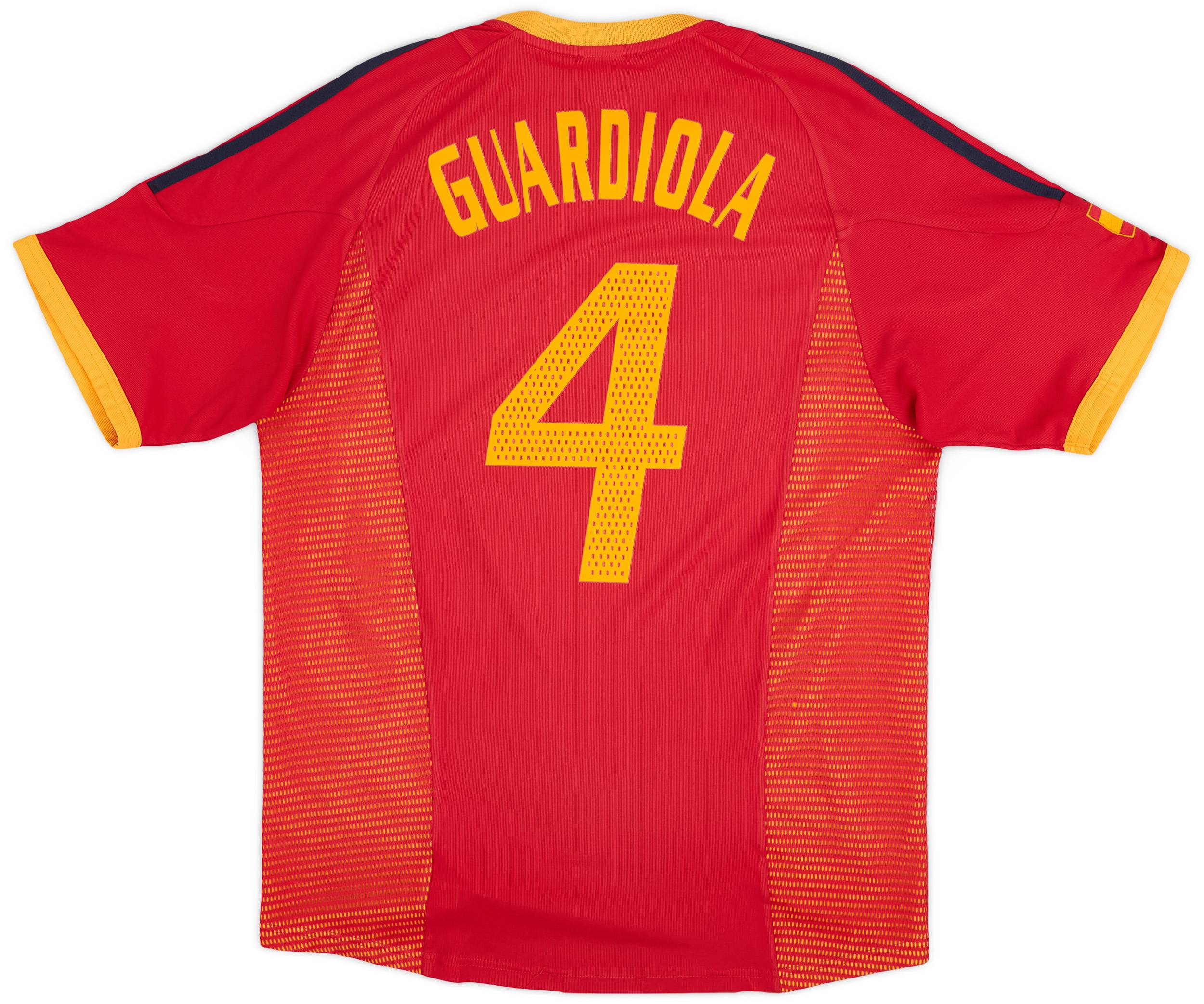 2002-04 Spain Home Shirt Guardiola #4 - 7/10 - (M)