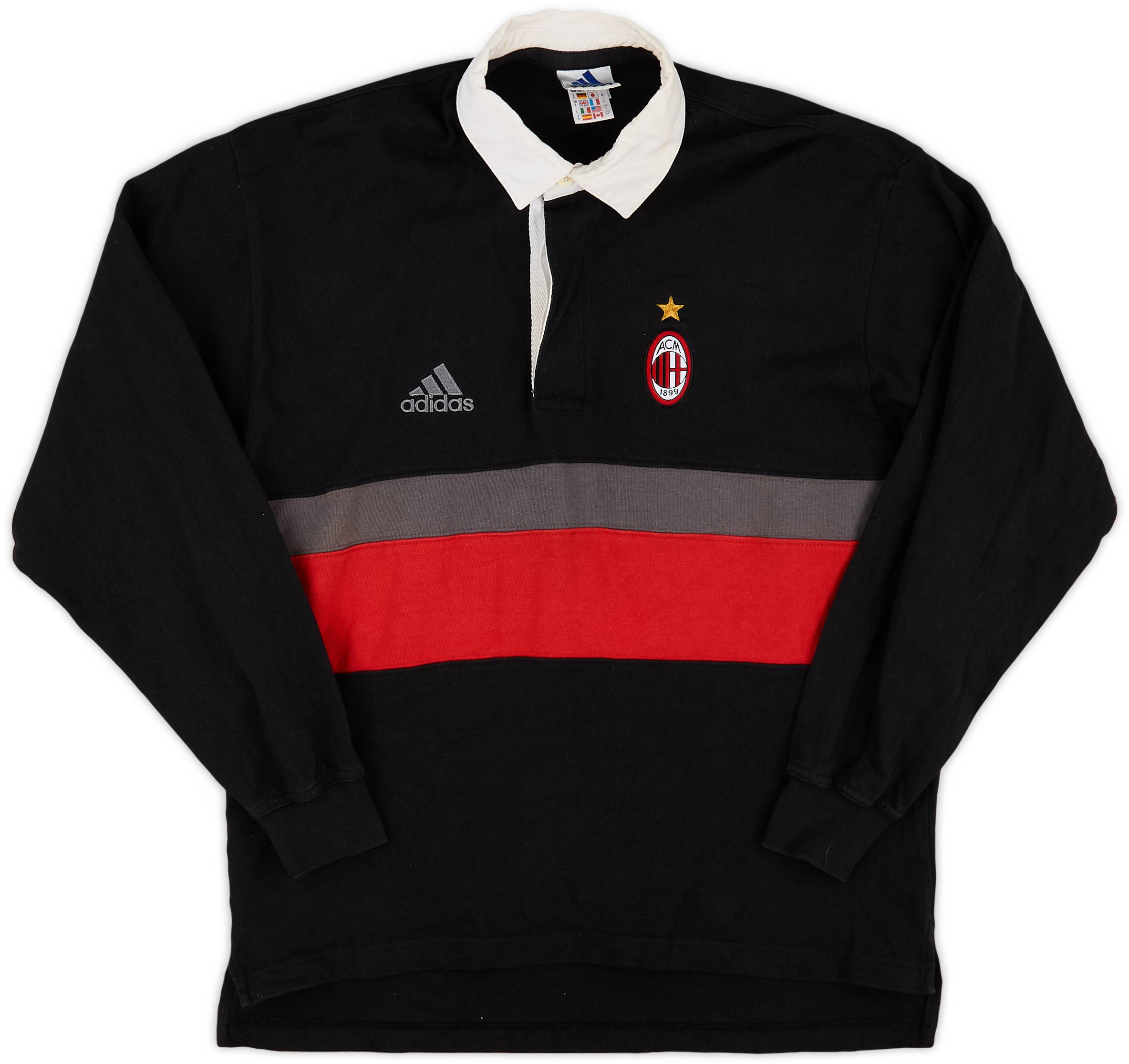 2000-01 AC Milan adidas Rugby Polo L/S Shirt - 9/10 - (S)