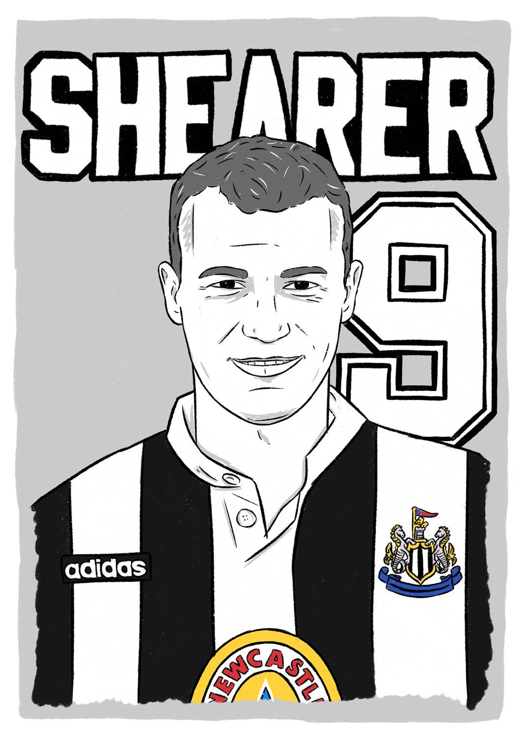1995-97 Newcastle Shearer #9 Premier League Icons Poster/Print