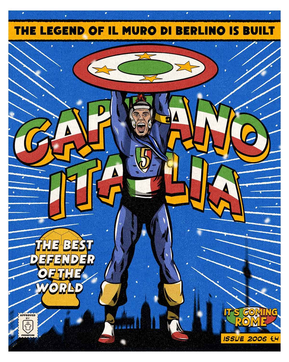 2006 Fabio Cannavaro 'Capitano Italia' Comic Book Superheroes A3 Print ...