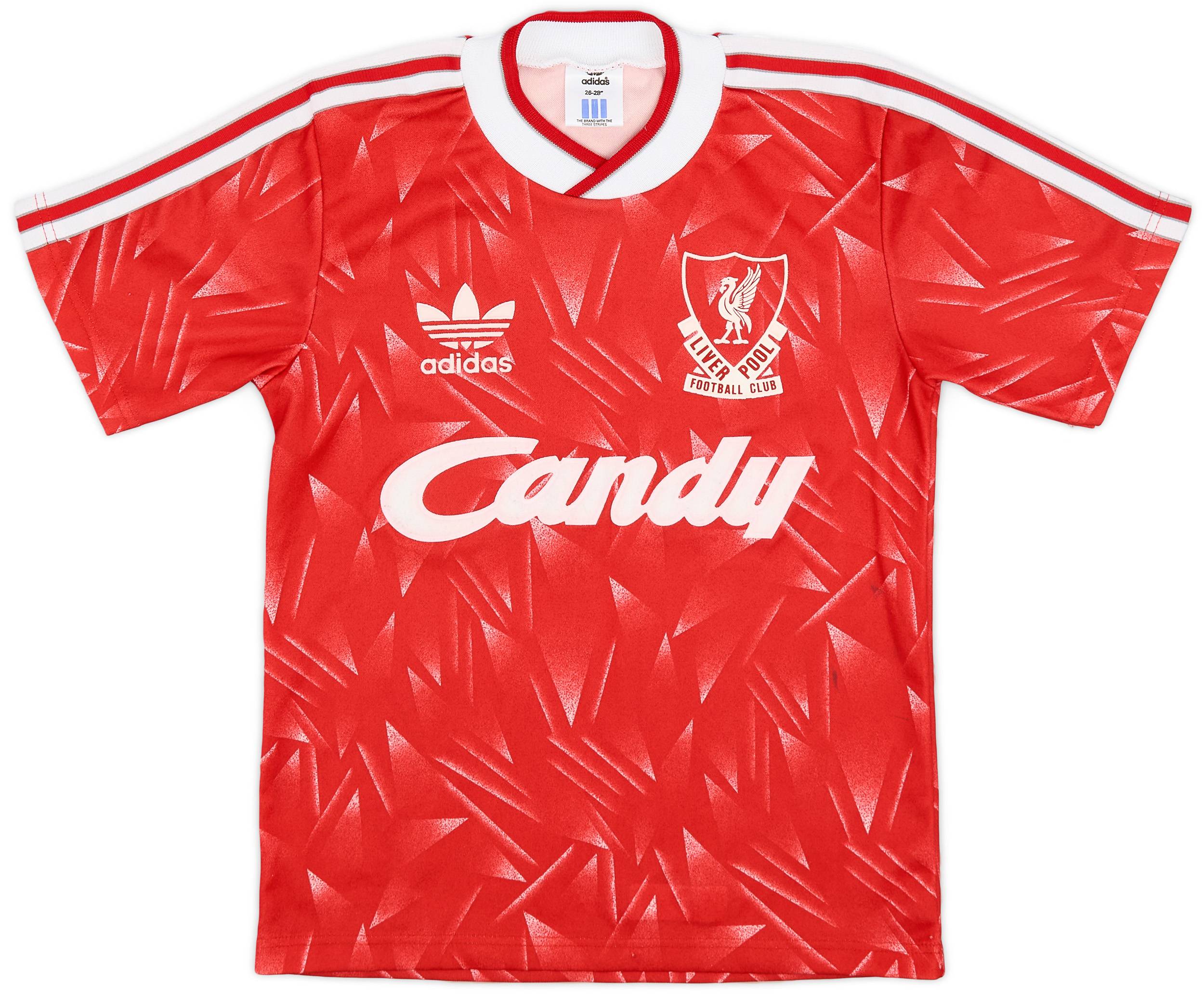 1989-91 Liverpool Home Shirt - 9/10 - (XS.Boys)