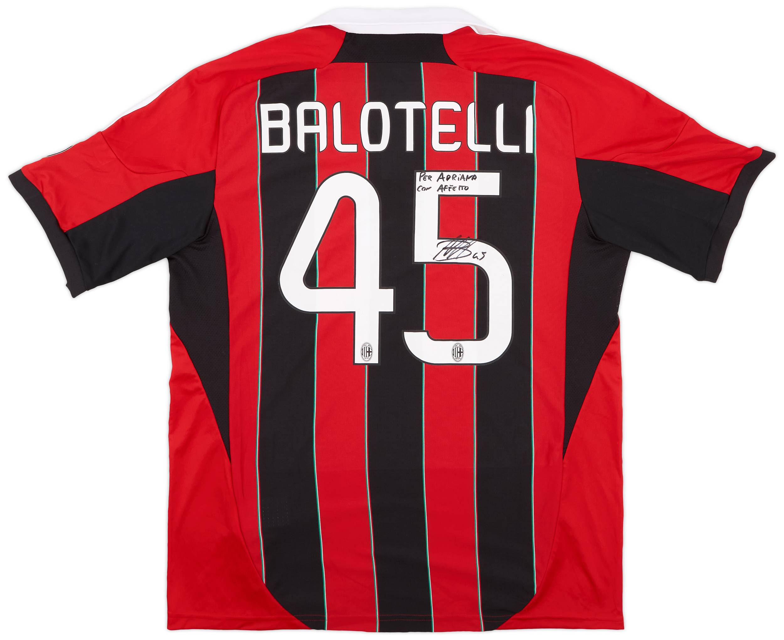 2012-13 AC Milan Signed Home Shirt Balotelli #45 - 7/10 - (XL)