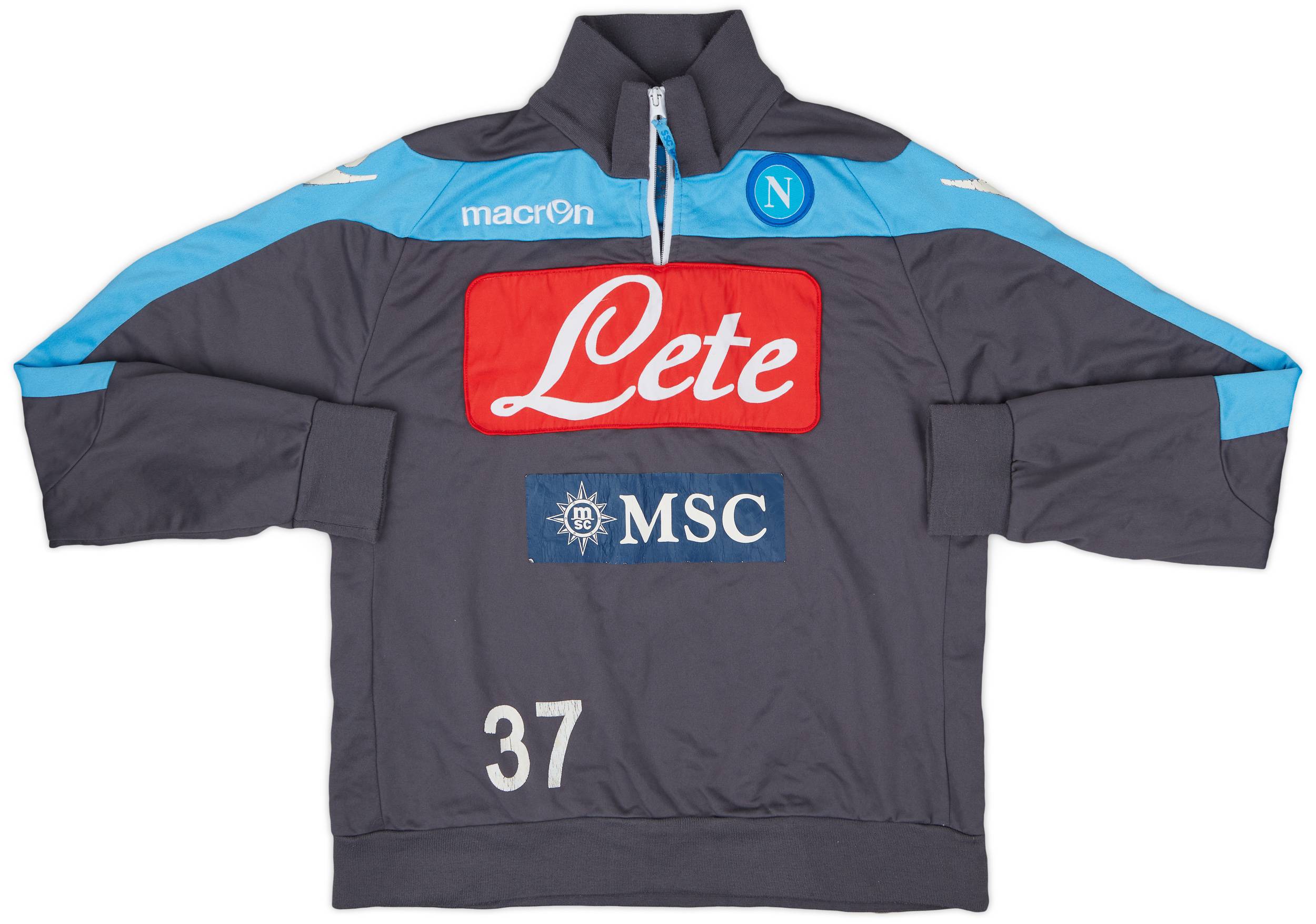 2013-14 Napoli Player Issue Macron 1/4 Zip Drill Top #37 - 5/10 - (M)