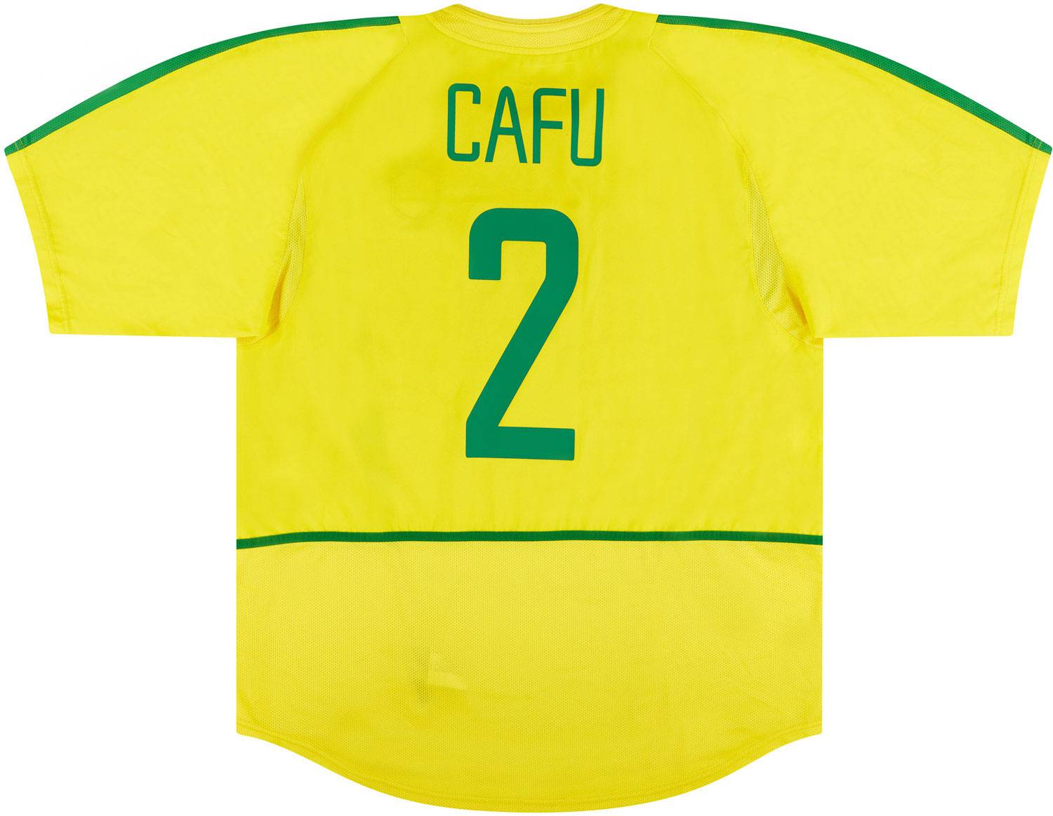 2002-04 Brazil Home Shirt Cafu #2 5 Stars (Excellent - 9/10)