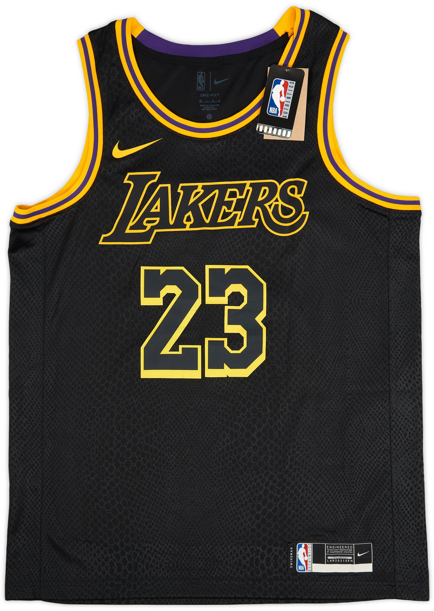 2019-20 LA Lakers James #23 Nike Swingman Black Mamba Jersey (S)