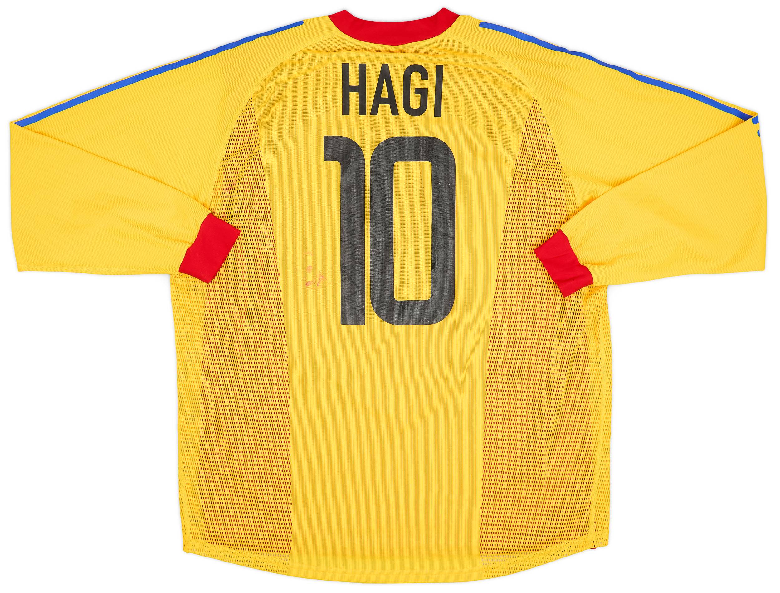 2002-04 Romania Player Issue Home L/S Shirt Hagi #10 - 6/10 - (XL)