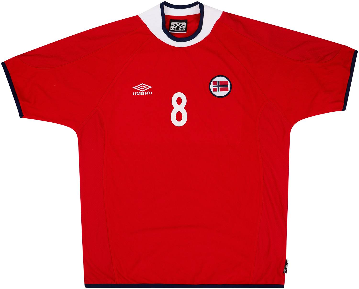 2002 Norway Match Worn Home Shirt #8 (Leonhardsen) v Sweden