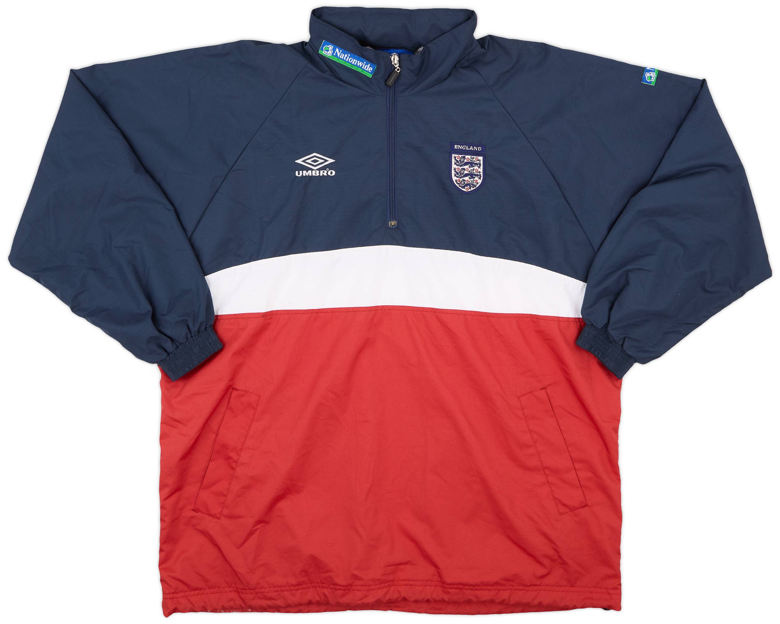 2000-02 England Umbro 1/4 Zip Rain Jacket - 8/10 - (M)