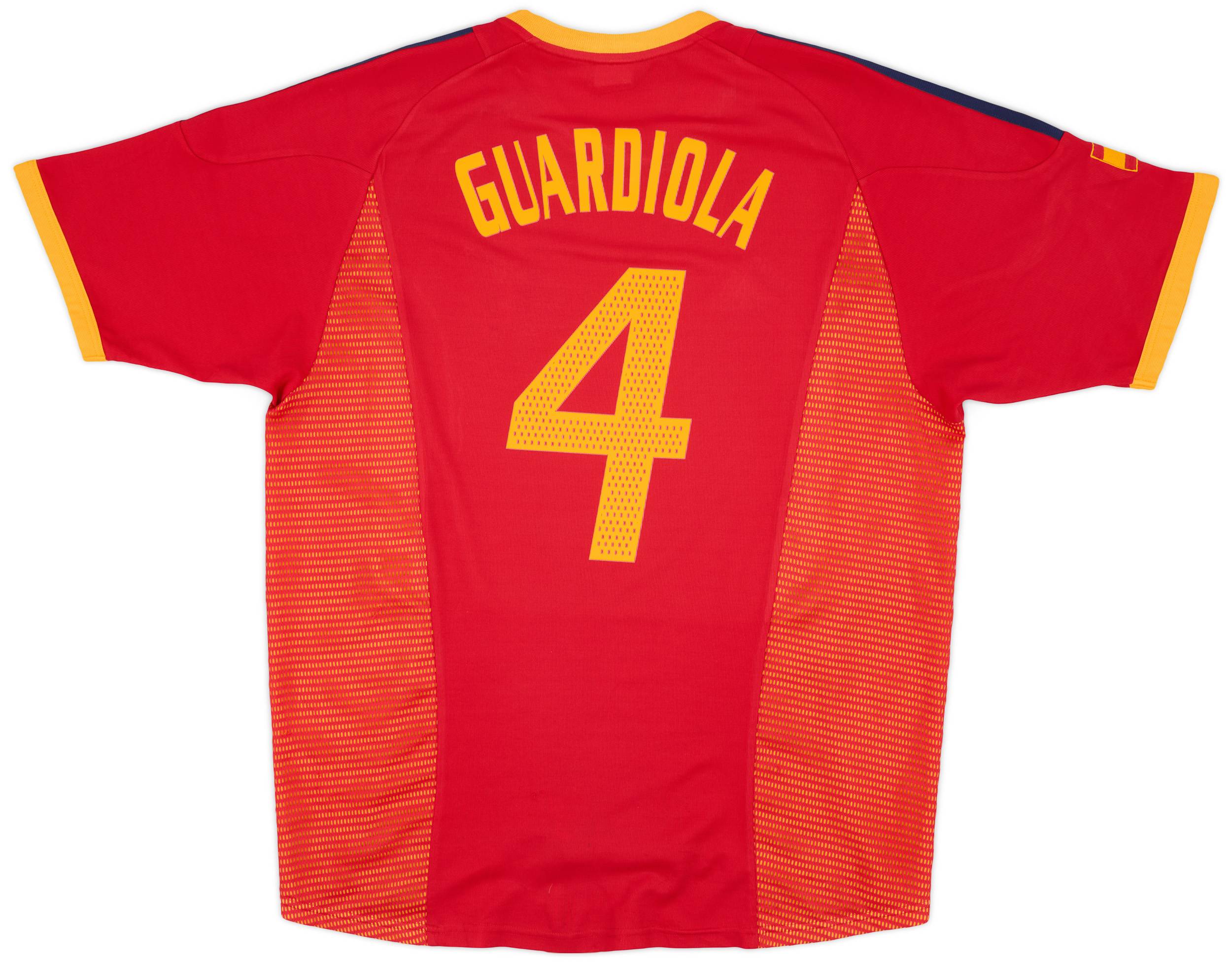 2002-04 Spain Home Shirt Guardiola #4 - 8/10 - (L)