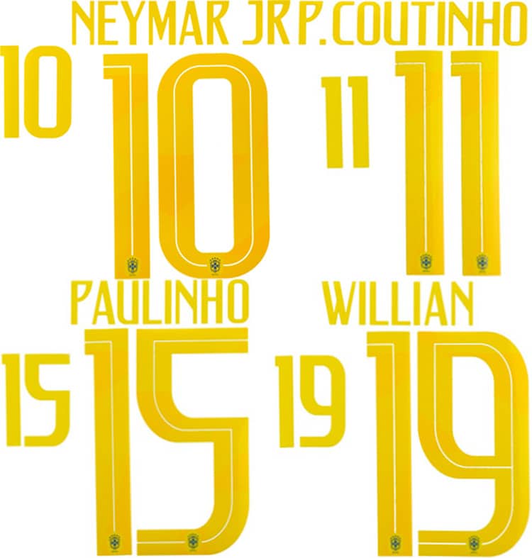 2018 Brazil Away Name Set