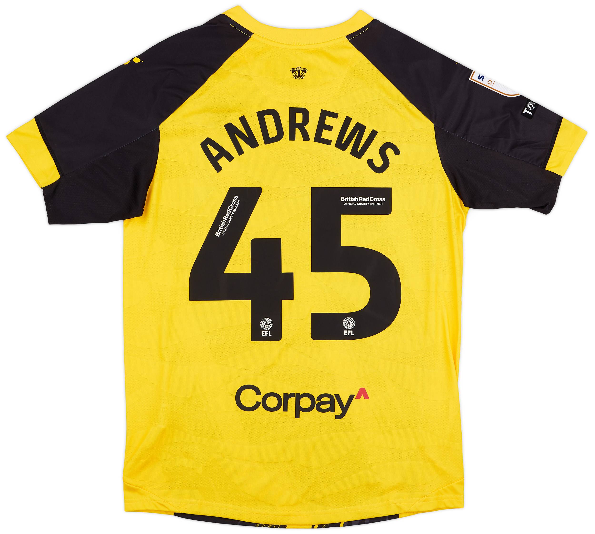 2023-24 Watford Match Issue Home Shirt Andrews #45