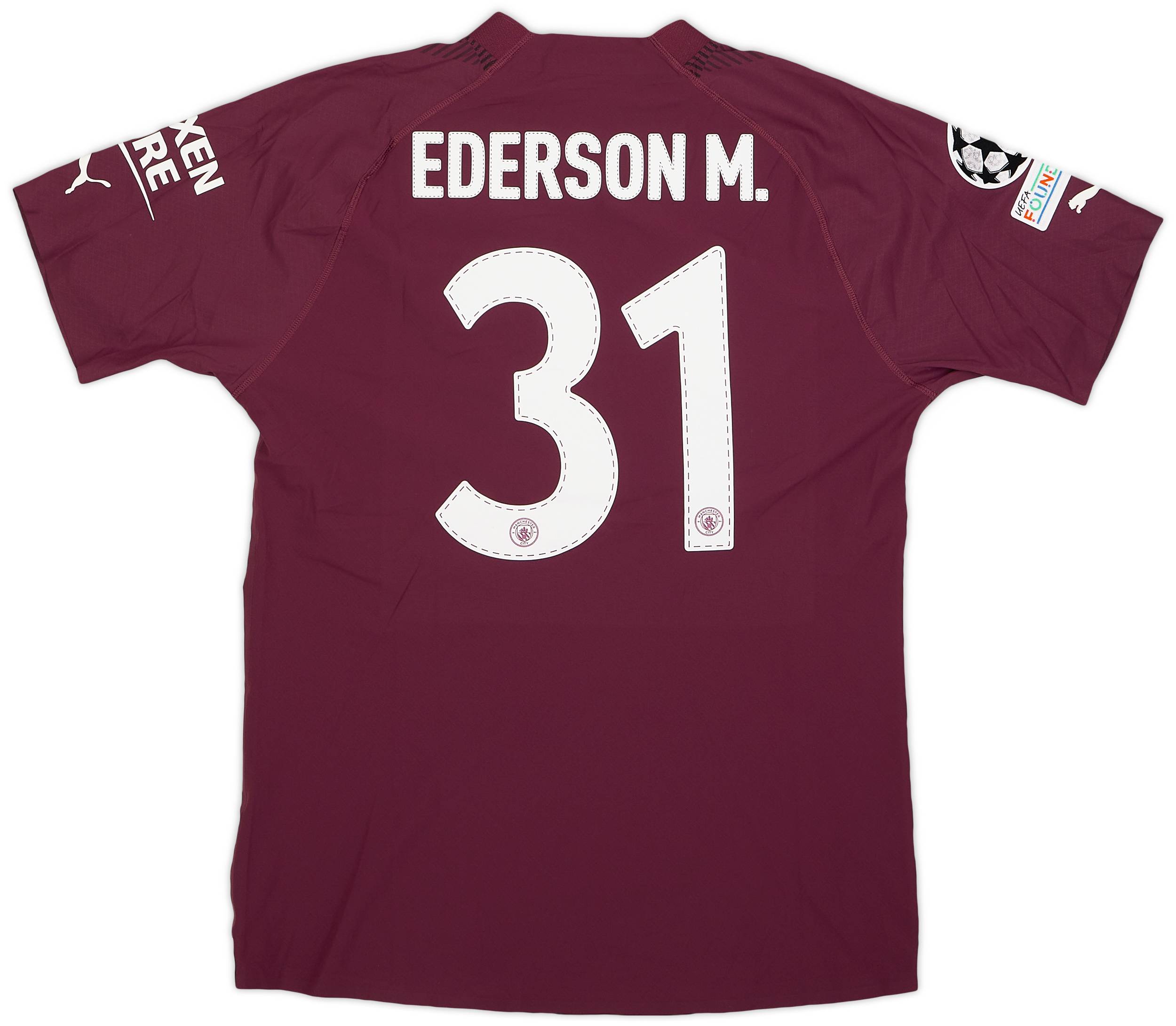 2022-23 Manchester City Match Issue Champions League GK Shirt Ederson M ...