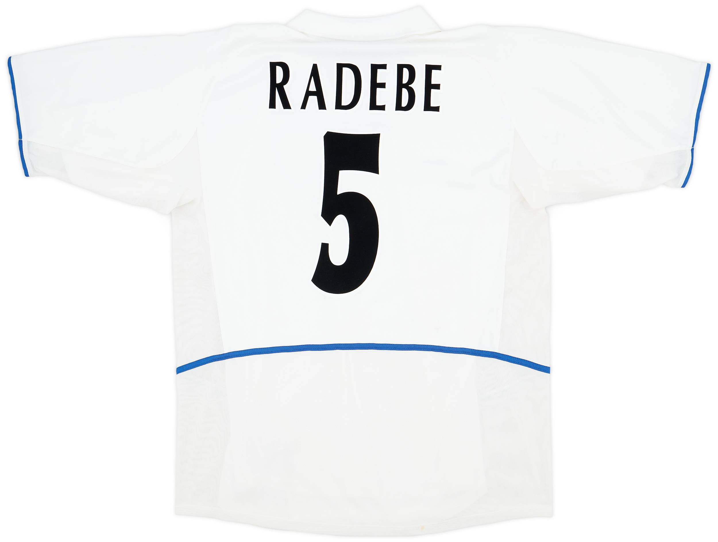 2002-03 Leeds United Player Issue Home Shirt Radebe #5 - 9/10 - (L)