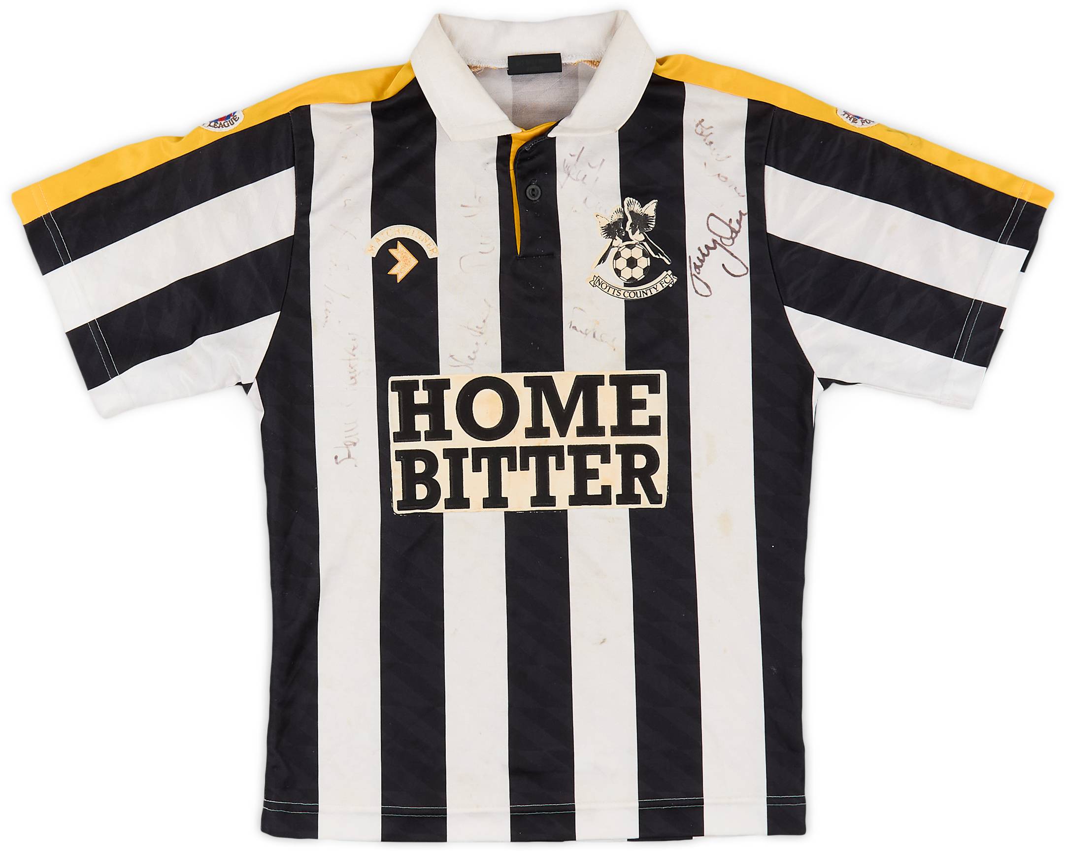 1989-91 Notts County Signed Home Shirt - 7/10 - (L.Boys)