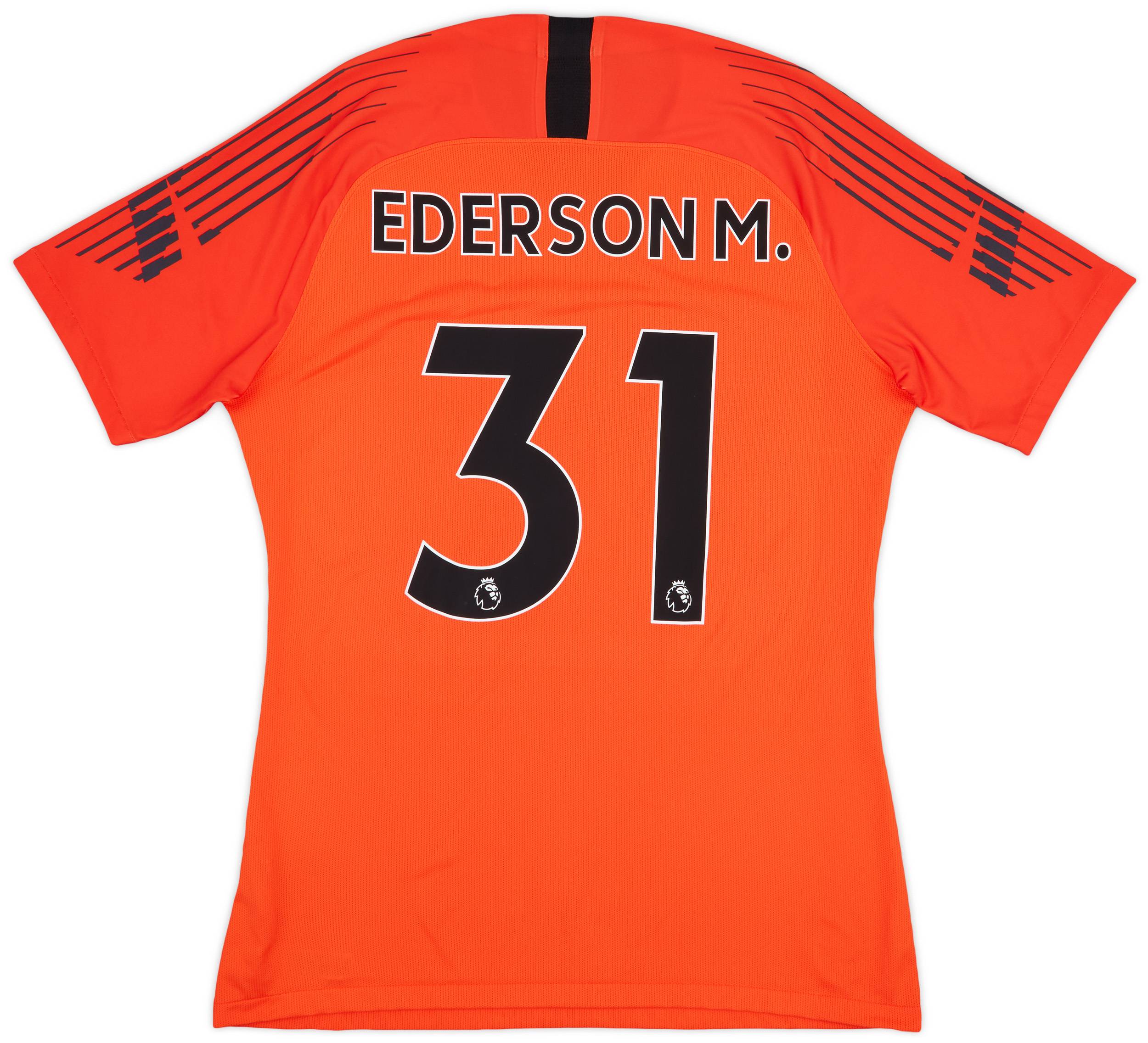 2018-19 Manchester City Authentic GK S/S Shirt Ederson.M #31 - 10/10 - (L)