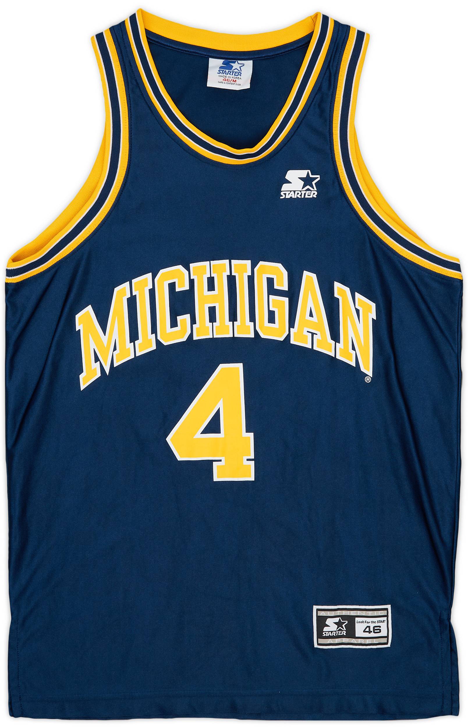1991-93 Michigan Wolverines Webber #4 Starter Away Jersey - 9/10 - (M)