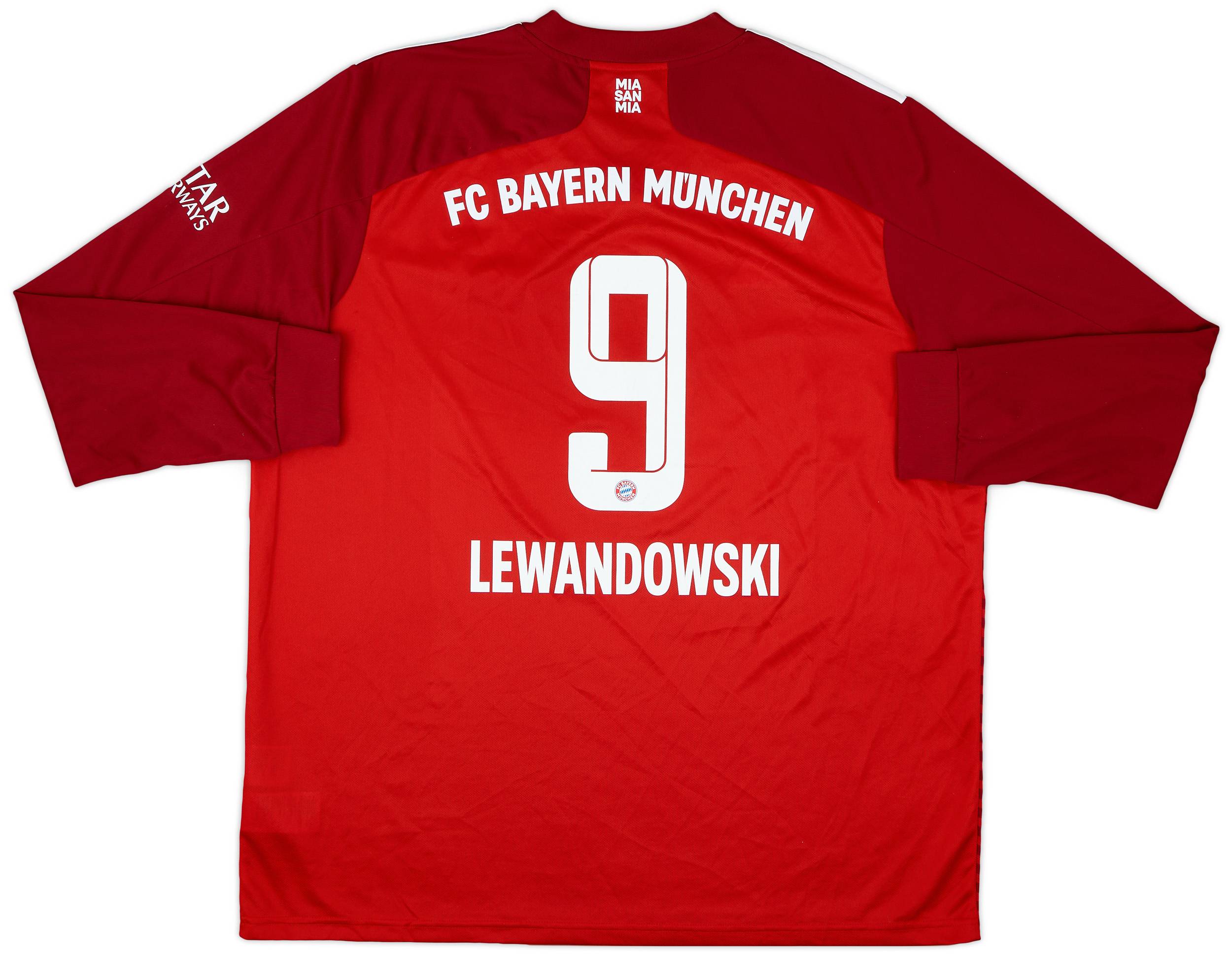 2021-22 Bayern Munich Home L/S Shirt Lewandowski #9 - 8/10 - (XXL)