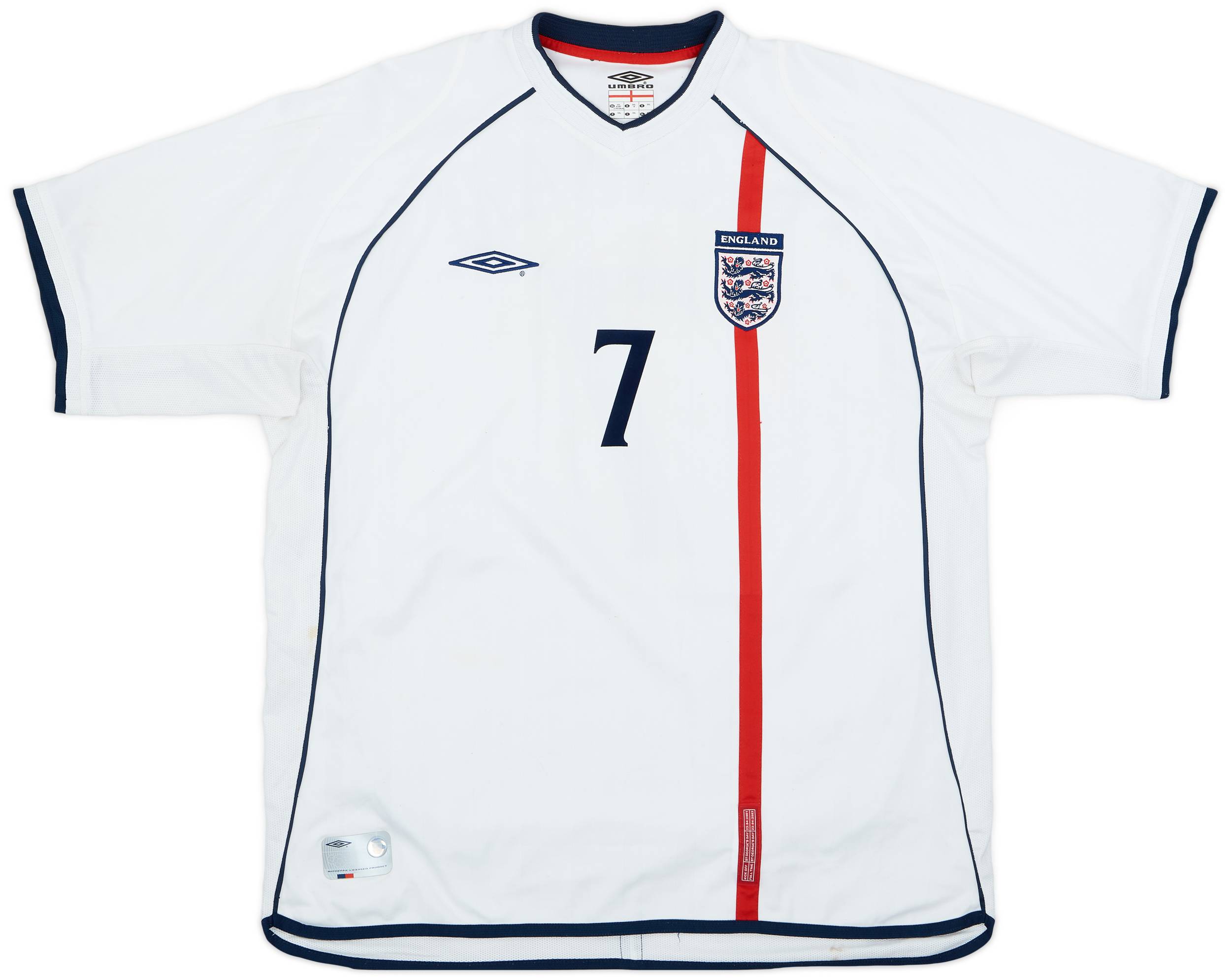 2001-03 England Home Shirt Beckham #7 - 7/10 - (XXL)