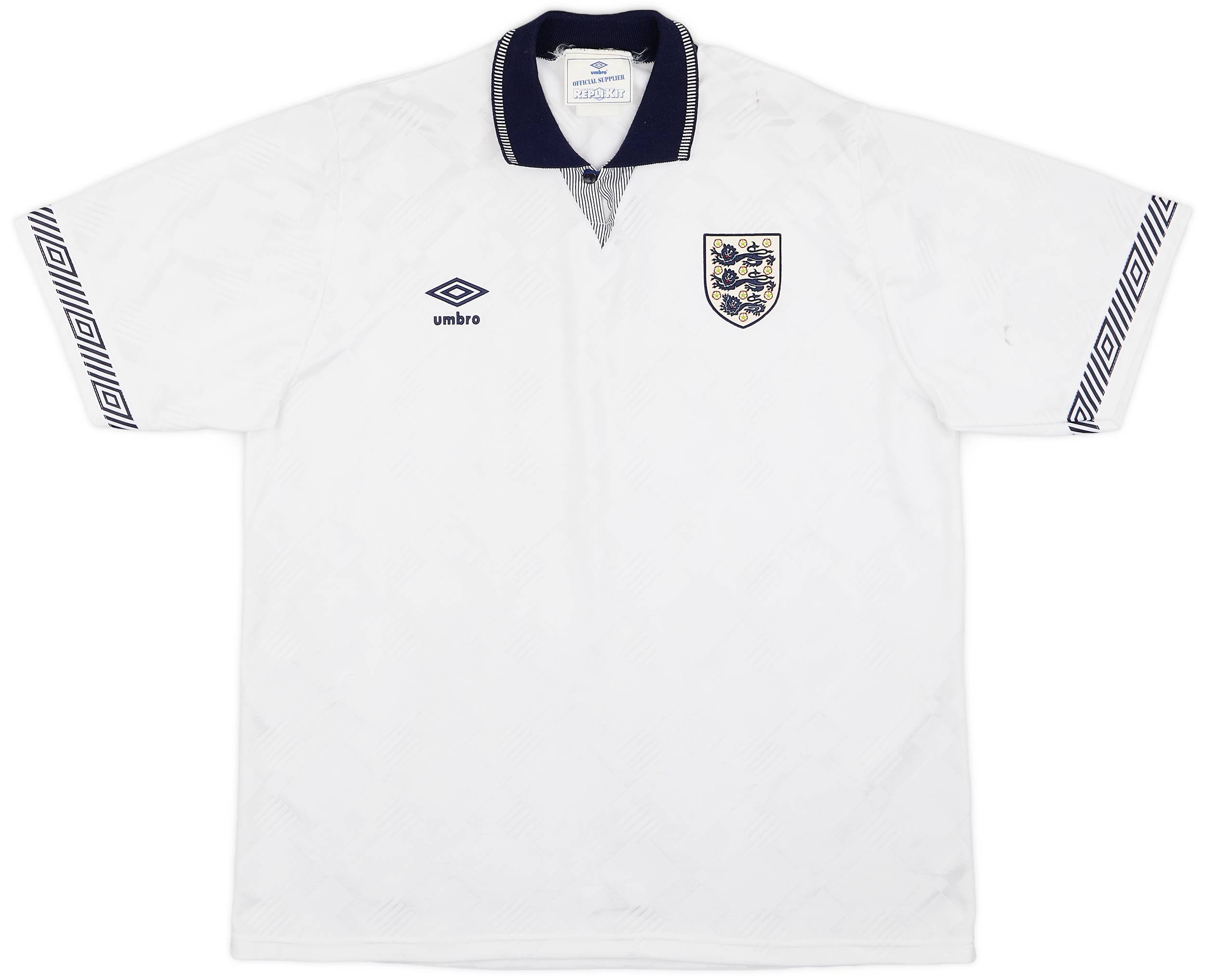1990-92 England Home Shirt - 7/10 - (L)