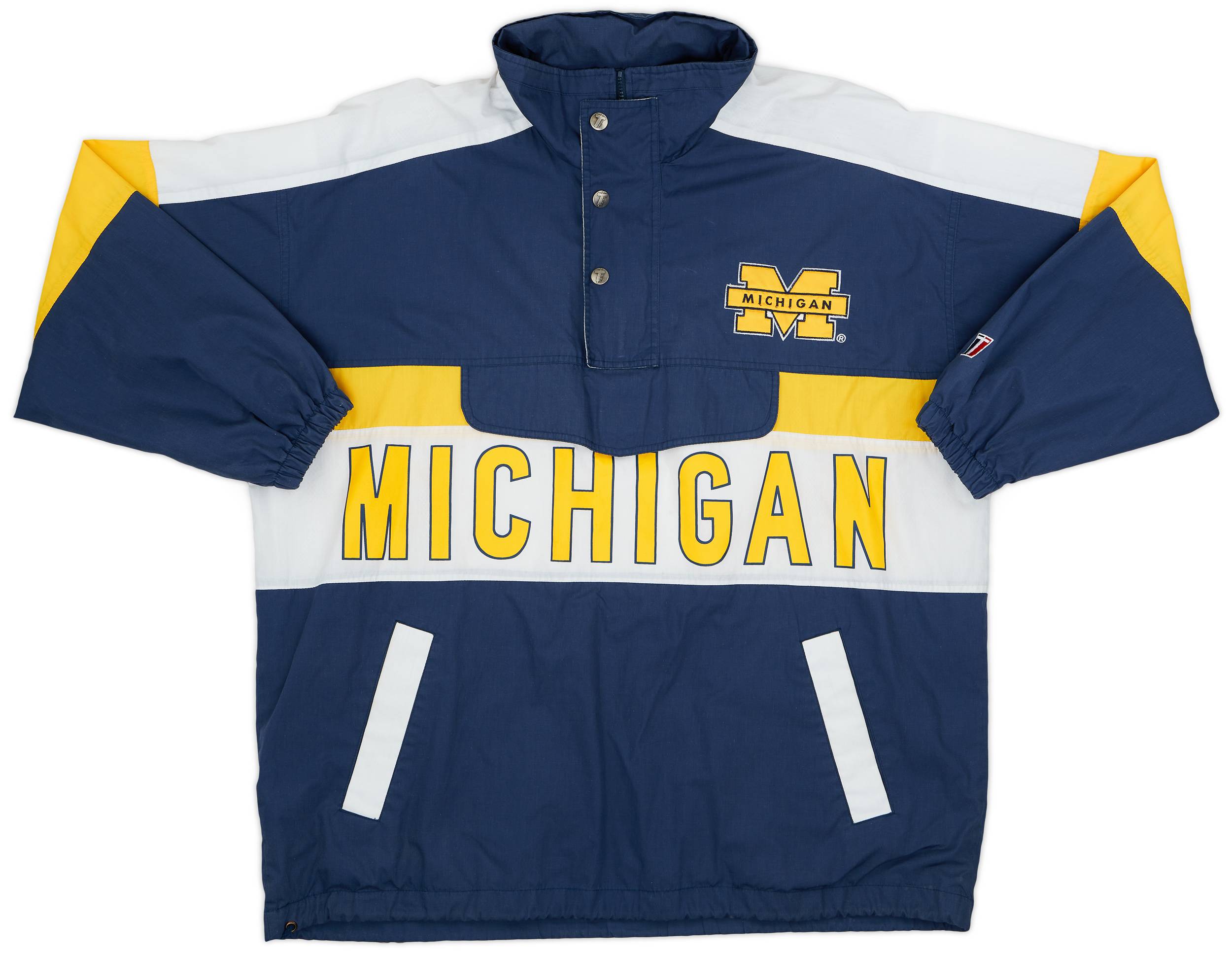 1990s Michigan Wolverines Twins Apparel 1/4 Zip Rain Jacket - 9/10 - (XL)