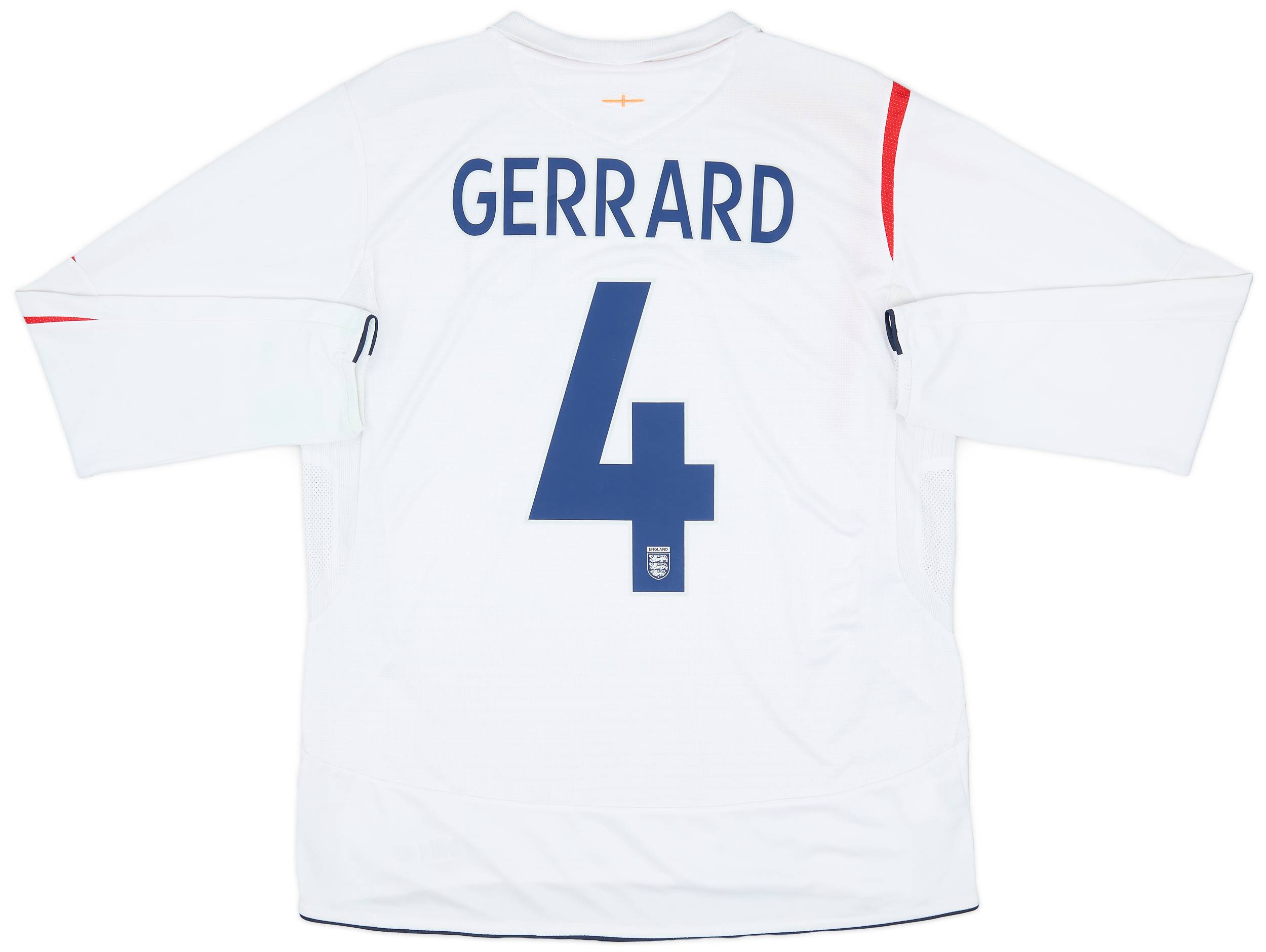 2005-07 England Home L/S Shirt Gerrard #4 - 5/10 - (XL)