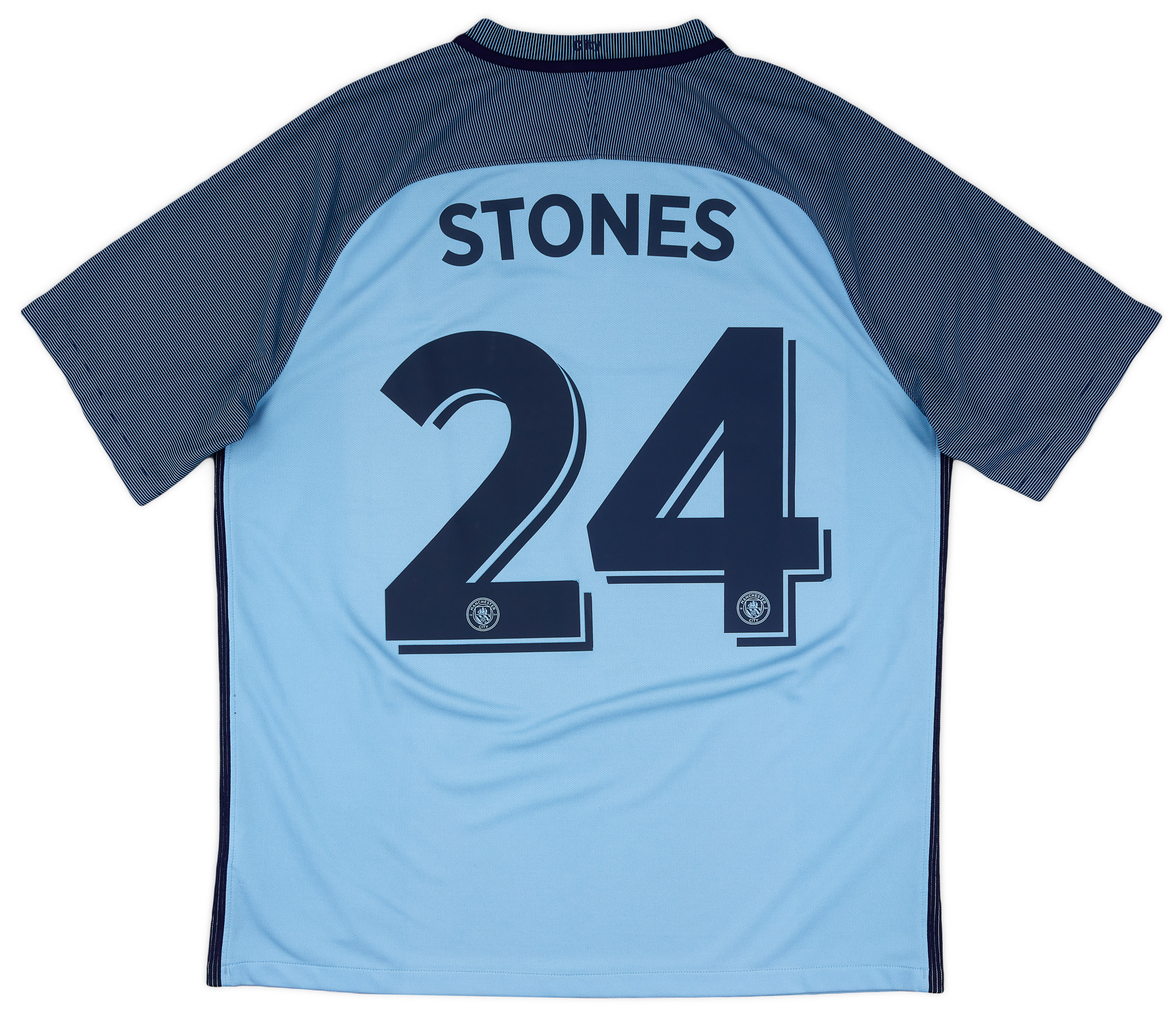 2016-17 Manchester City Home Shirt Stones #24 - Excellent 8/10 - (XL)