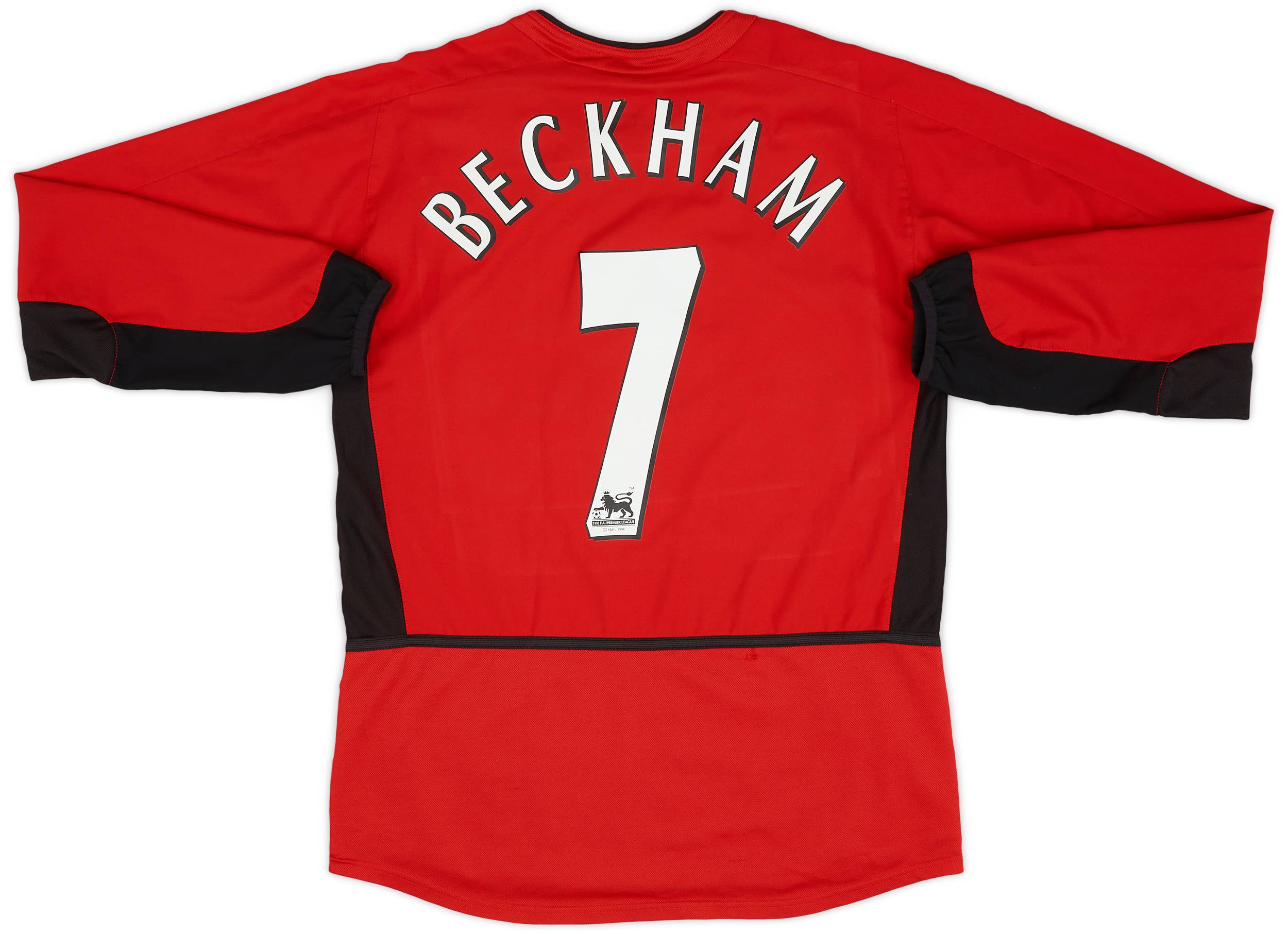 2002-04 Manchester United Home L/S Shirt Beckham #7 - 7/10 - (XL.Boys)