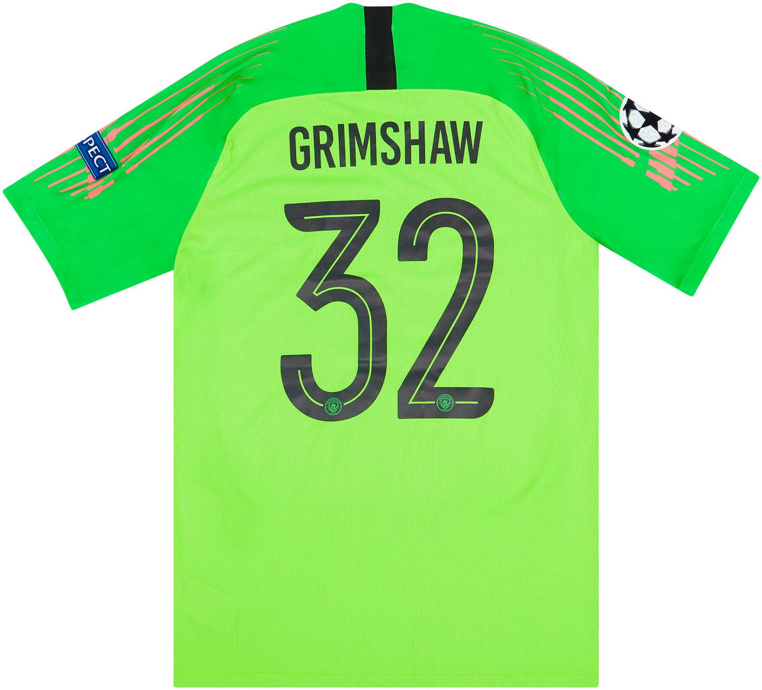 2018-19 Manchester City Match Issue CL GK Away S/S Shirt Grimshaw #32 L