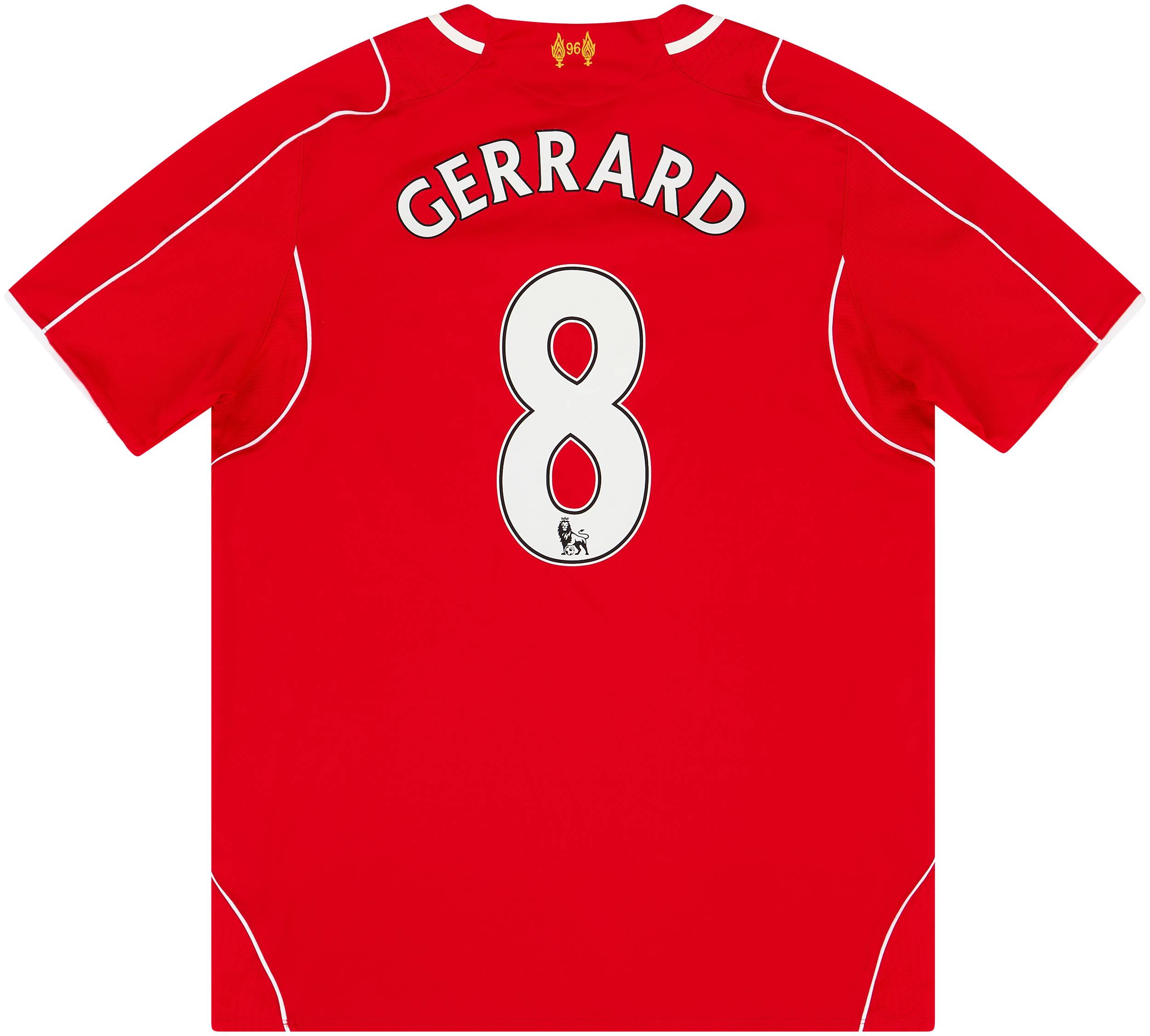 2014-15 Liverpool Home Shirt Gerrard #8 - Very Good 7/10 - (L)