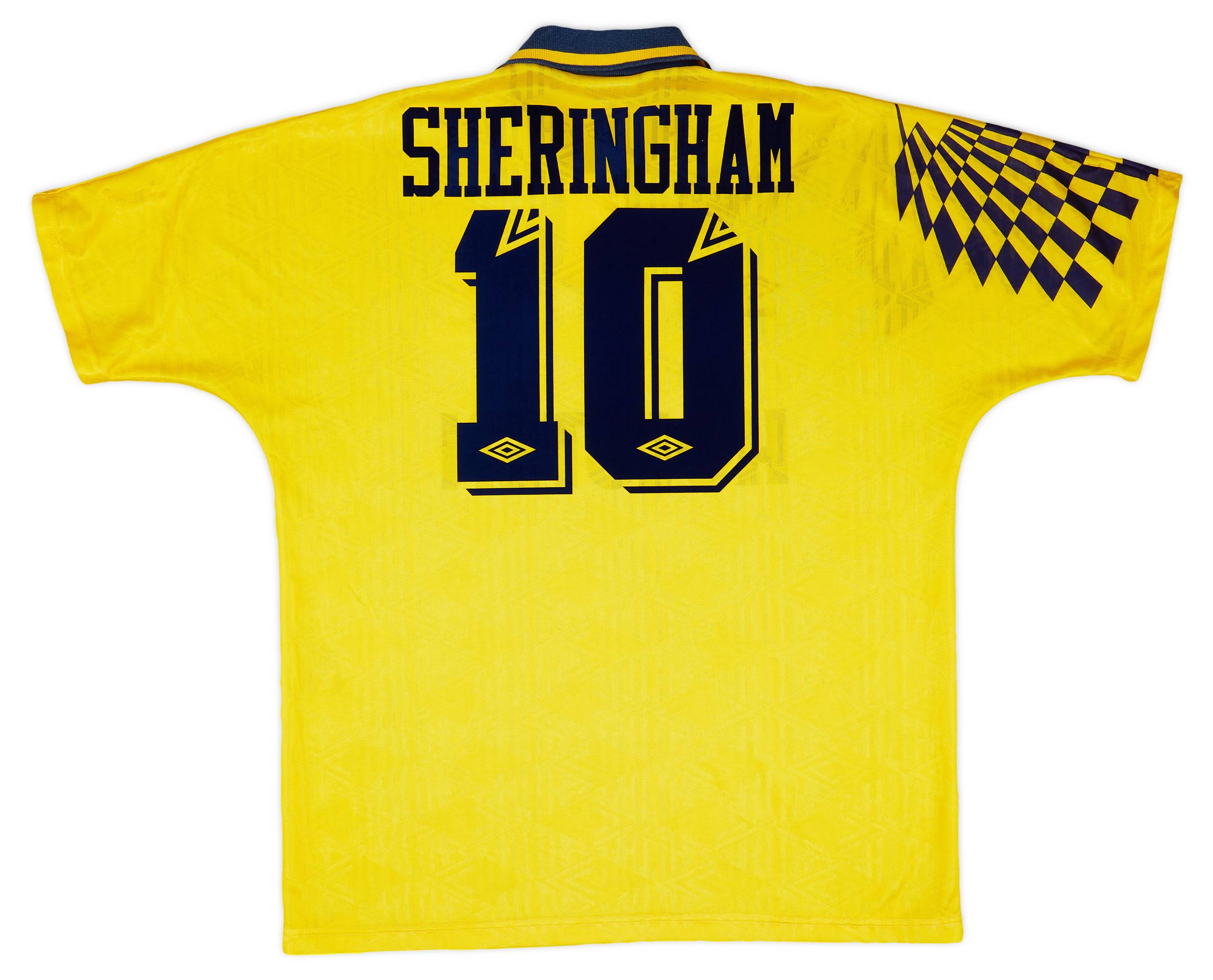 1991-95 Tottenham Away Shirt Sheringham #10 - Excellent 9/10 - (XL)