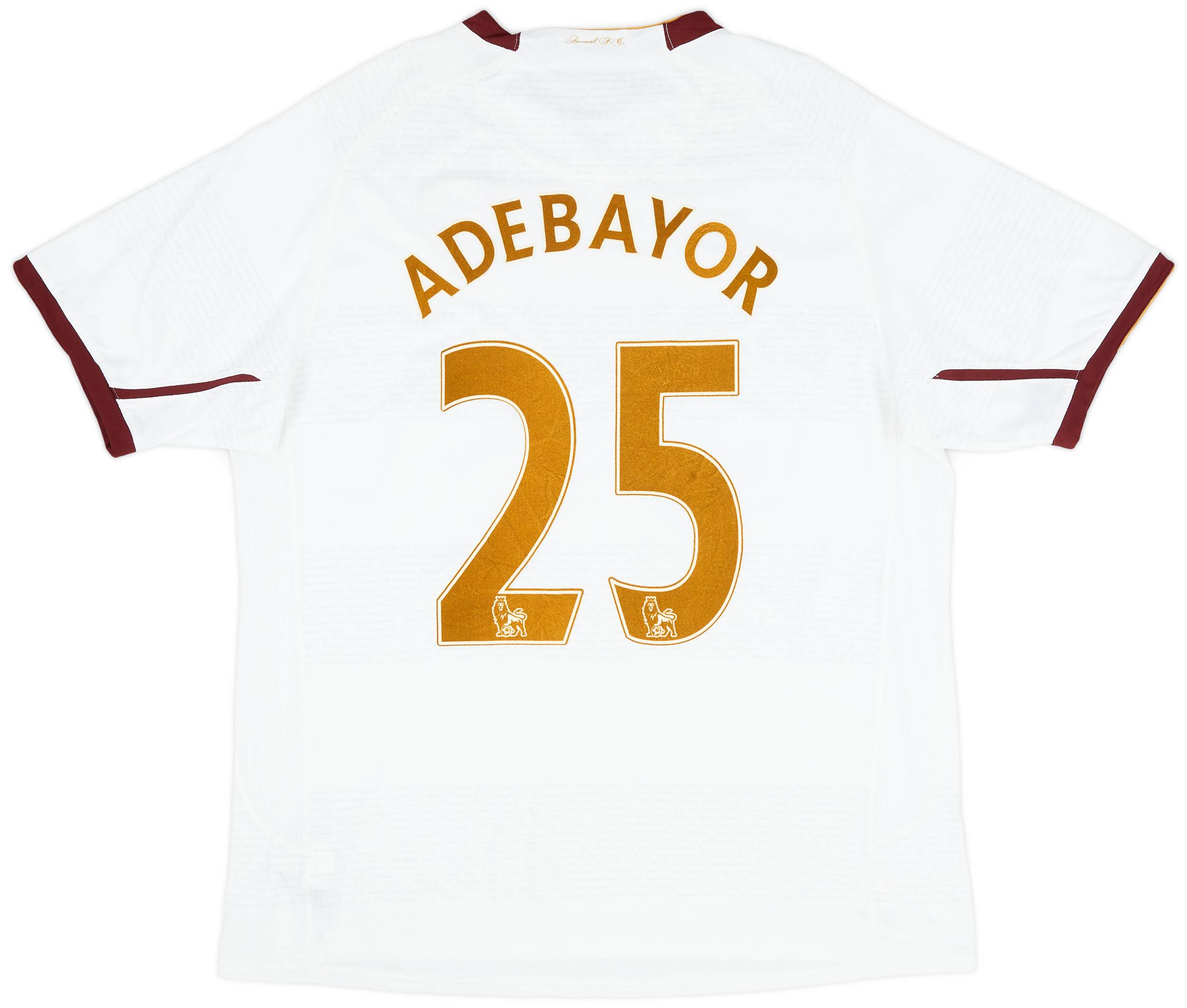 2007-08 Arsenal Away Shirt Adebayor #25 - 8/10 - (XL)