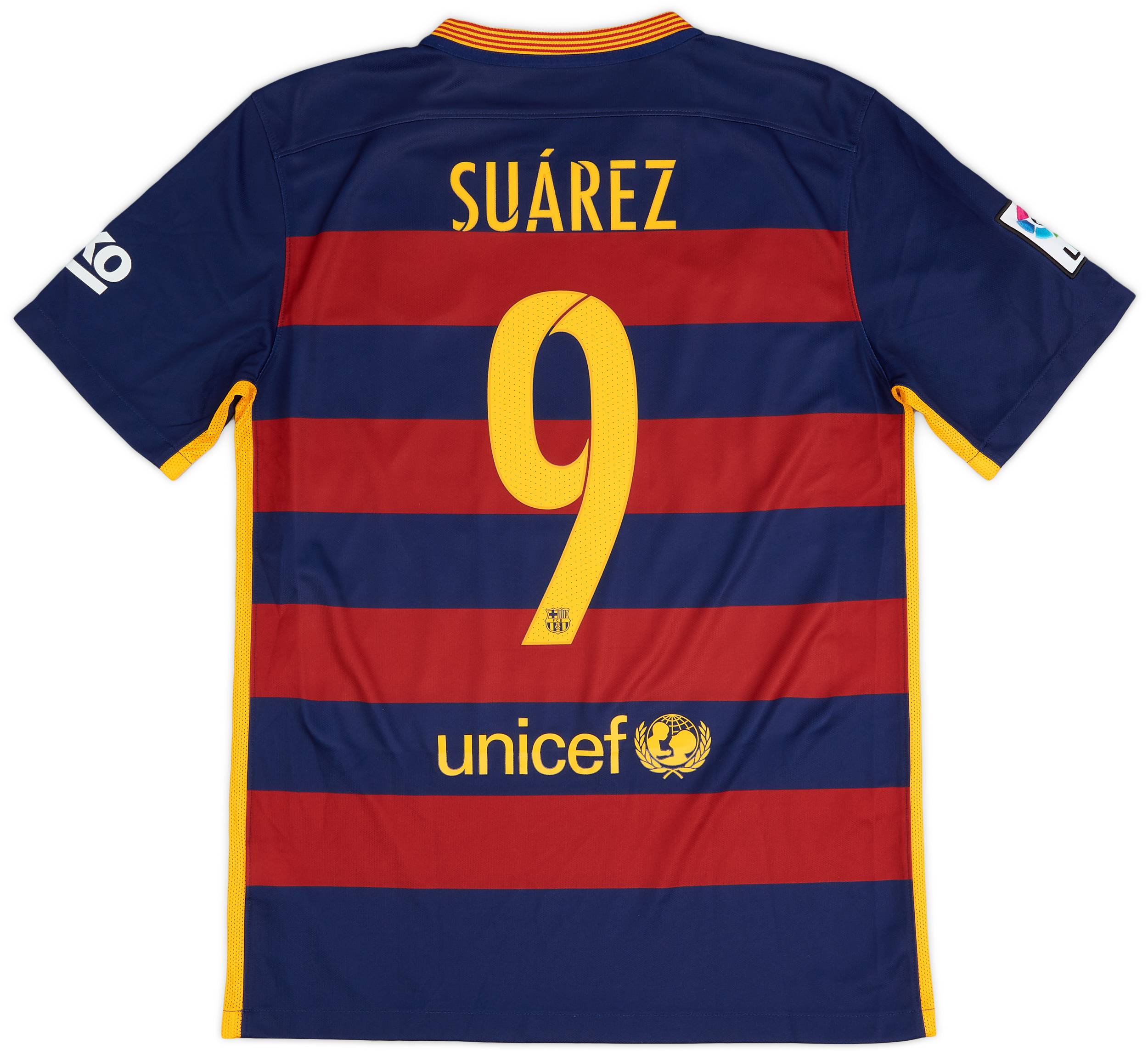 2015-16 Barcelona Home Shirt Suarez #9 - 8/10 - (M)