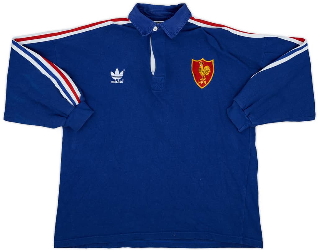 1986-91 France adidas Rugby Home L/S Shirt - 9/10 - (L)