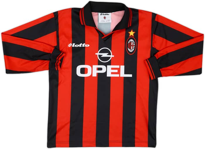 1995-96 AC Milan Basic Home L/S Shirt - 9/10 - (XL.Boys)