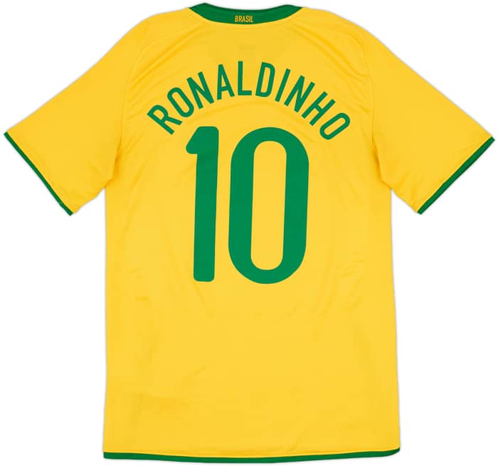 2008-10 Brazil Home Shirt Ronaldinho #10 - 8/10 - (S)