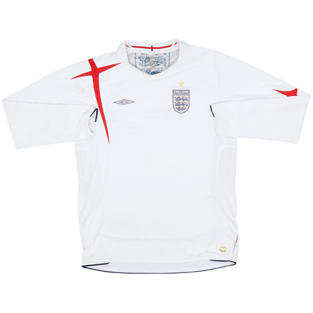 2005-07 England Home L/S Shirt - 4/10 - (XL.Boys)