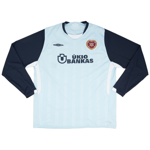 2009-10 Hearts Away L/S Shirt - 7/10 - (XXL)