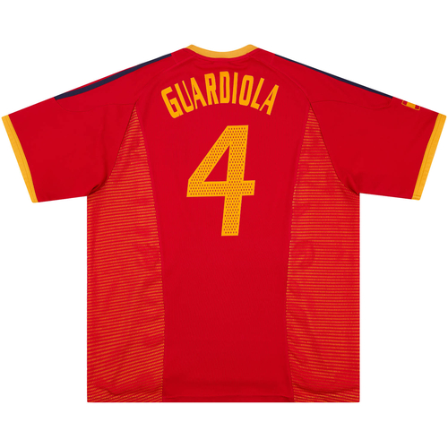 2002-04 Spain Home Shirt Guardiola #4 (Very Good - 7/10)